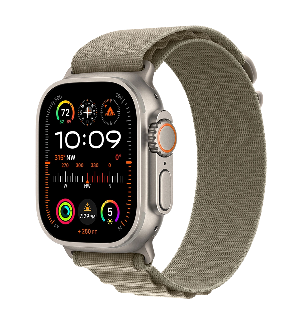 ᐉ Apple Watch Ultra 2 49mm Natural Titanium Case with Olive Alpine Loop ...